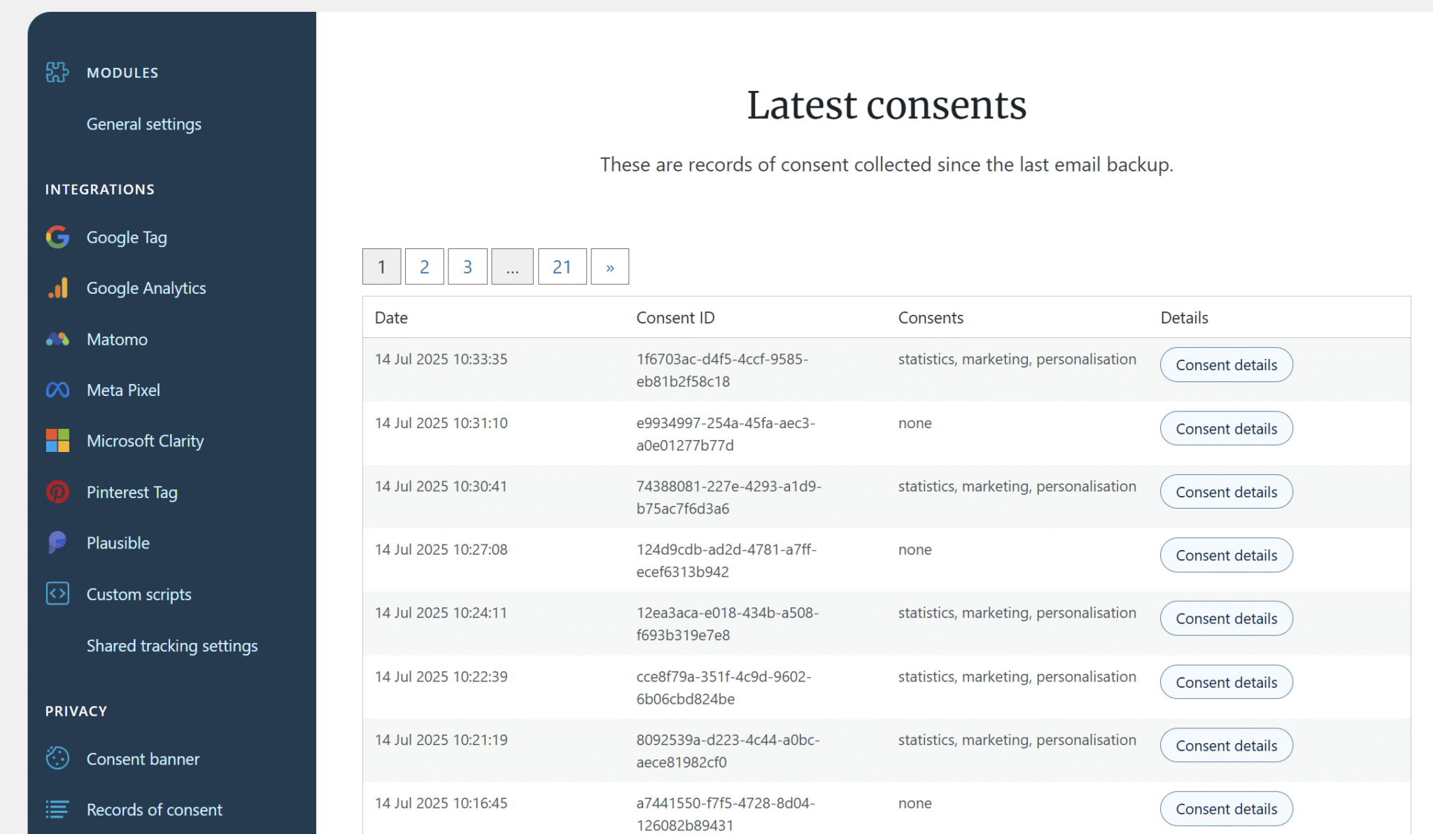 Records of consent integration for WordPress • WP Full Picture